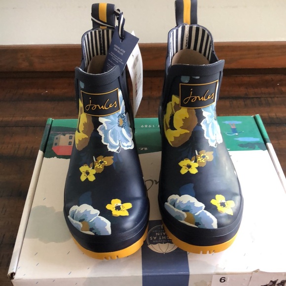 Joules | Shoes | Joules Blue And Yellow Rain Boots Rugged Design | Poshmark